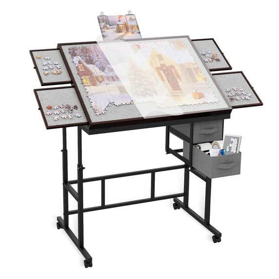 Jigsaw Puzzle Table for Adults with 6 Drawer and Legs, 1500 Pieces ...