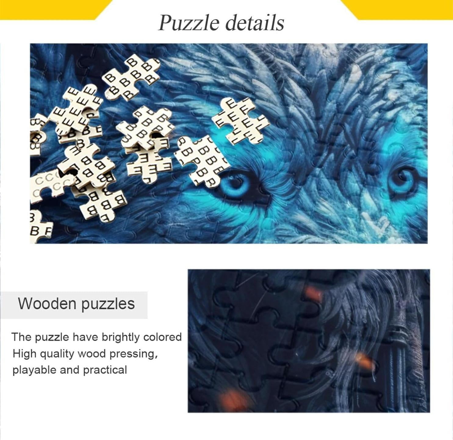 Jigsaw Puzzle Wolf Art 500 Pieces, Zigsaw with Alphabet Partition ...