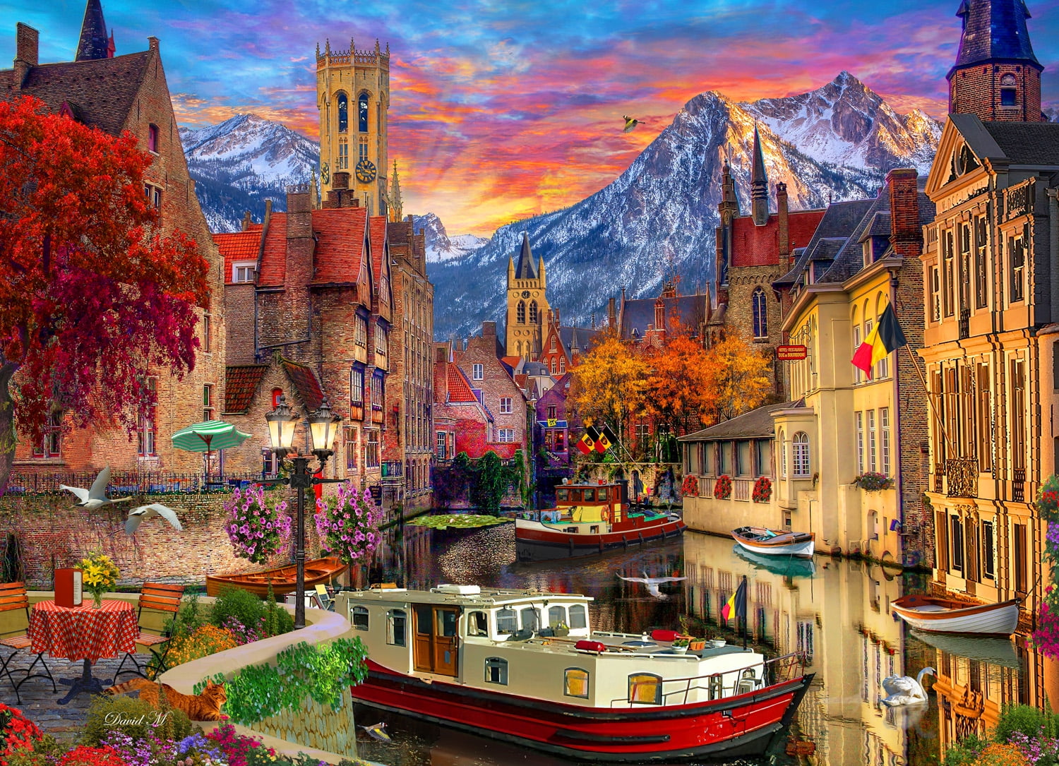 Jigsaw Puzzle for Adults 1000 Piece European Canal Wooden Puzzles 29.5 ...