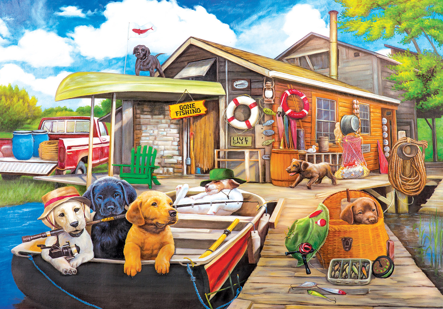 Jigsaw Puzzle for Adults 1000 Piece Gone Fishin' Wooden Puzzles 29.5 X ...