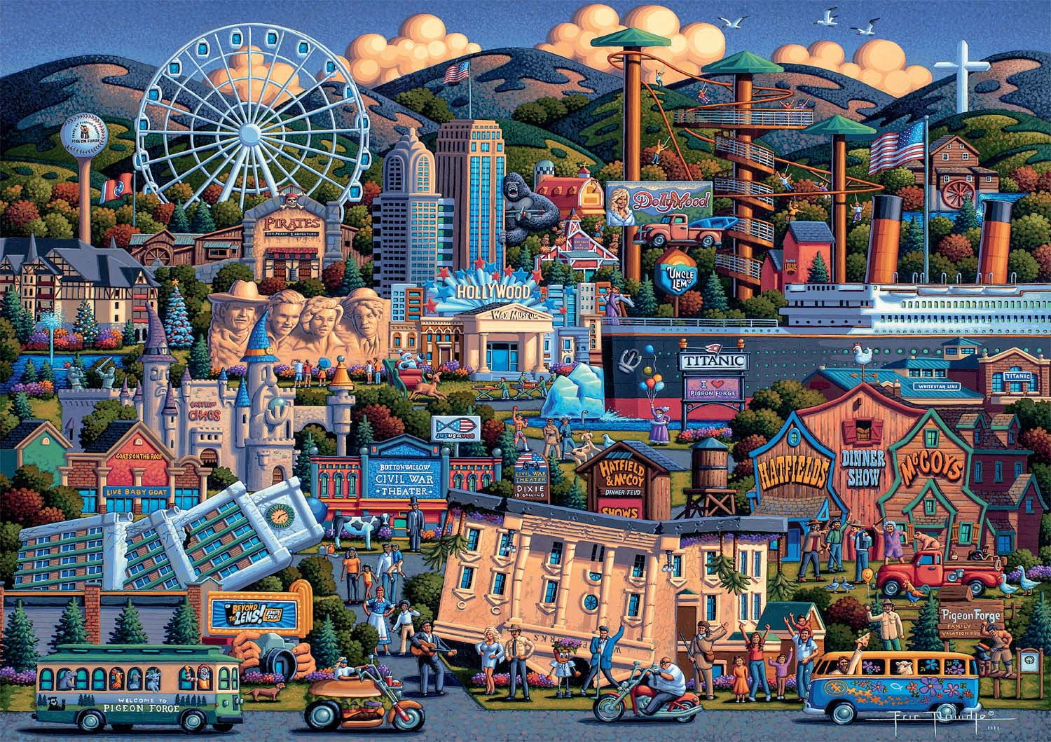 Jigsaw Puzzle for Adults 1000 Piece Pigeon Forge Wooden Puzzles 29.5 X ...