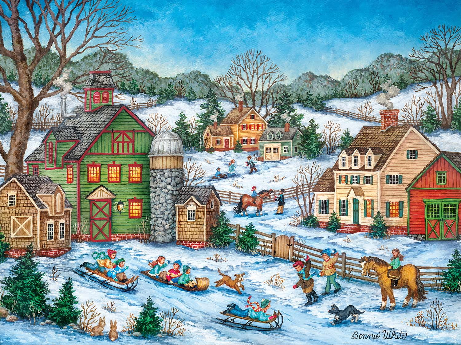 Jigsaw Puzzle for Adults 1000 Piece Snowball Ambush Wooden Puzzles 29.5 ...