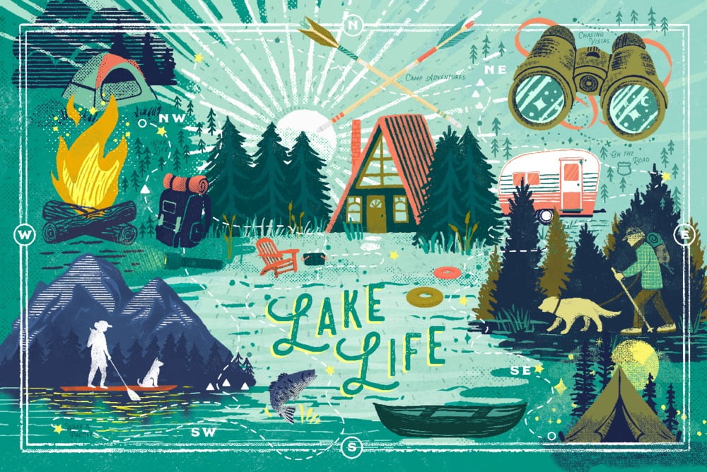 Jigsaw Puzzle for Adults 300 Piece Lake Life Series, Collage, Landscape ...