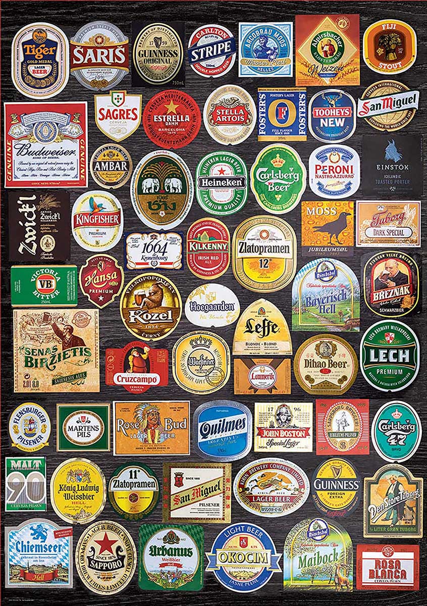 Jigsaw Puzzle for Adults 500 Piece Beer Labels Collage Wooden Puzzles ...