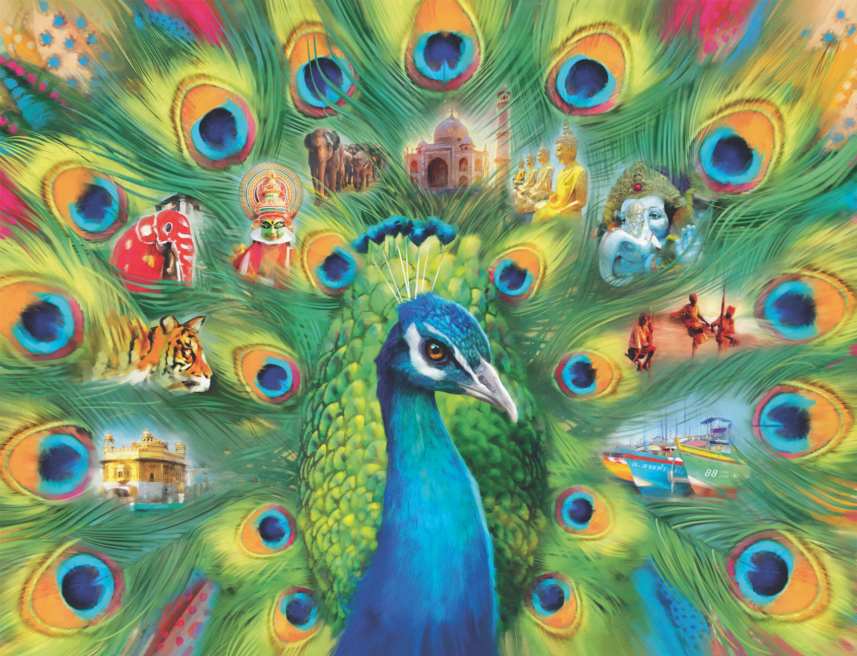 Jigsaw Puzzle for Adults 500 Piece Land of the Peacock Wooden Puzzles ...