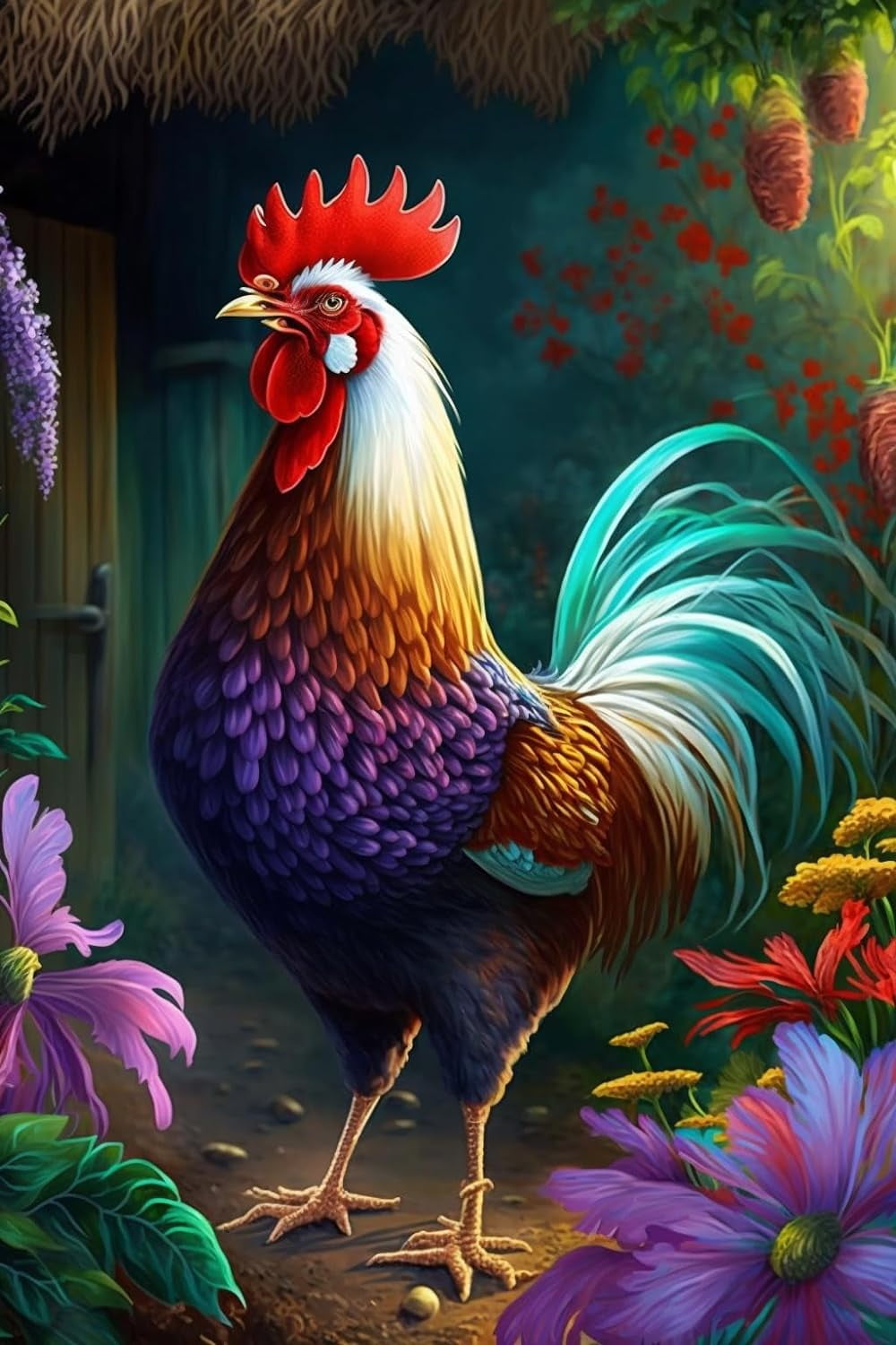 Jigsaw Puzzle for Adults -Colorful Rooster -Wooden Puzzles, Holiday ...