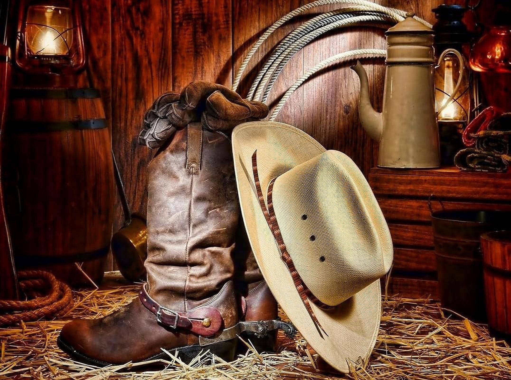 Jigsaw Puzzle for Adults - Cowboy Hat Boots Farm Challenging ...