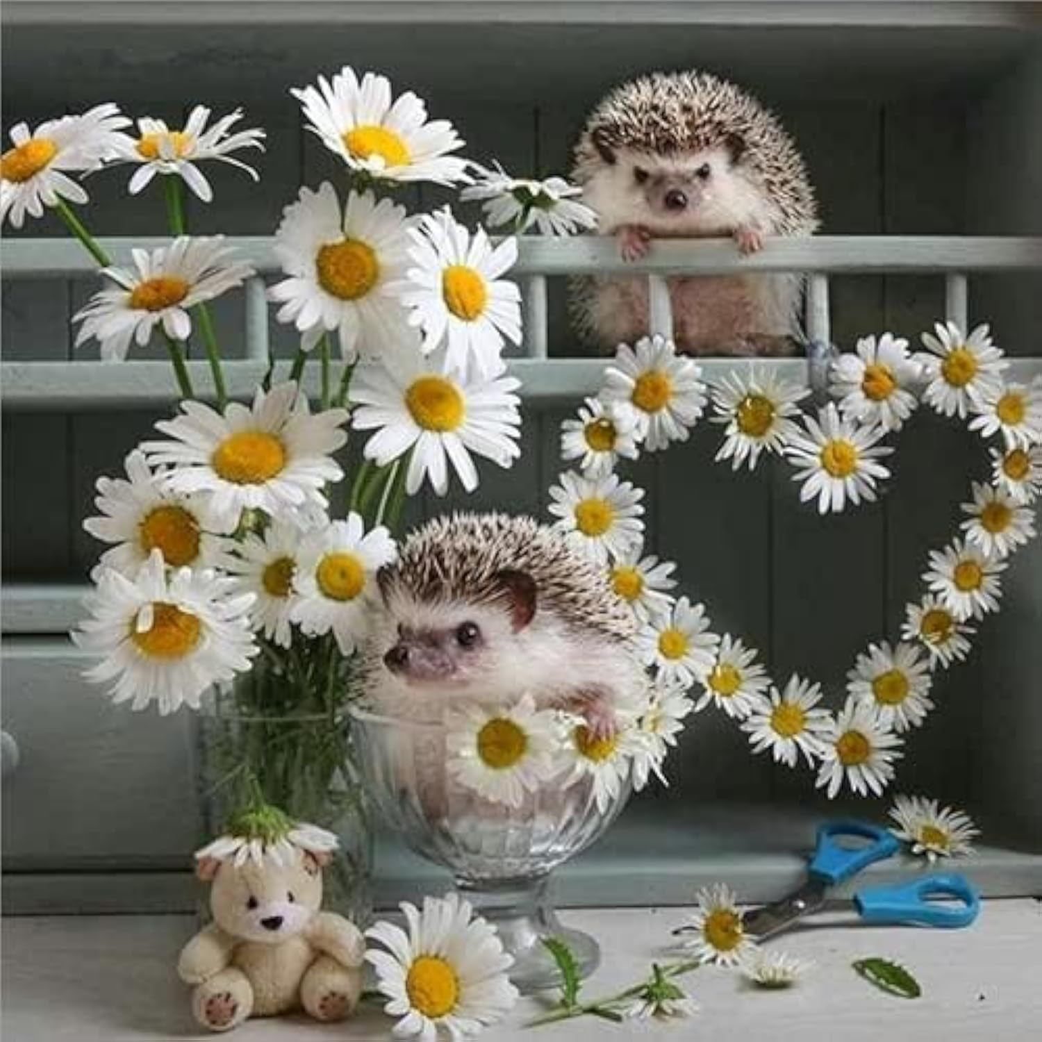 Jigsaw Puzzle for Adults - Cute Hedgehog Daisy Challenging Educational ...