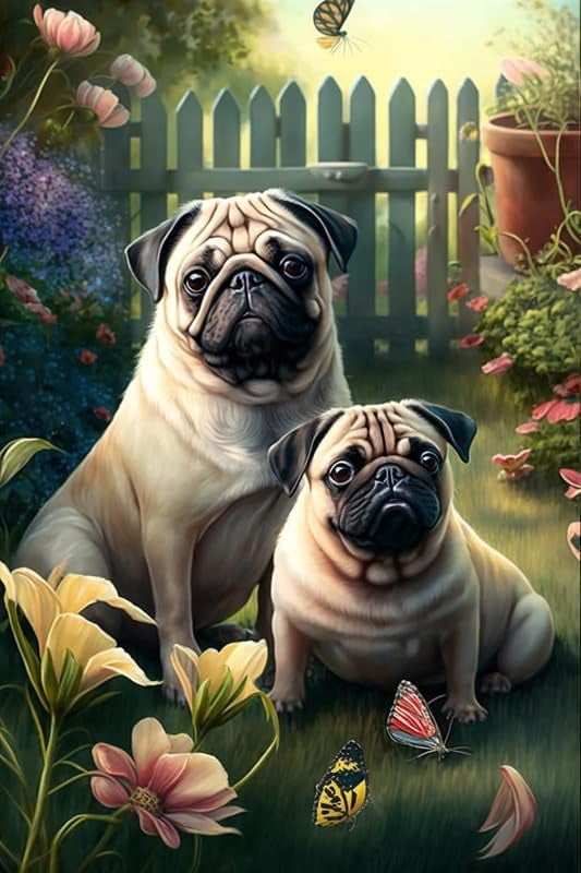 Jigsaw Puzzle for Adults, Garden Pug Challenging Educational Fun Family ...
