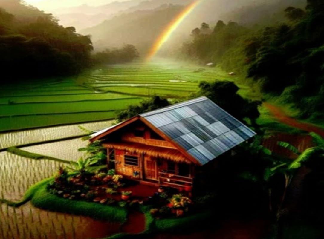 Jigsaw Puzzle for Adults, Hut in Rice Field Challenging Educational Fun ...