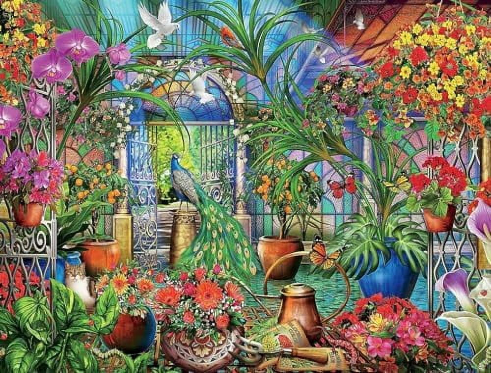 Jigsaw Puzzle for Adults, Peacock in A Greenhouse Challenging ...