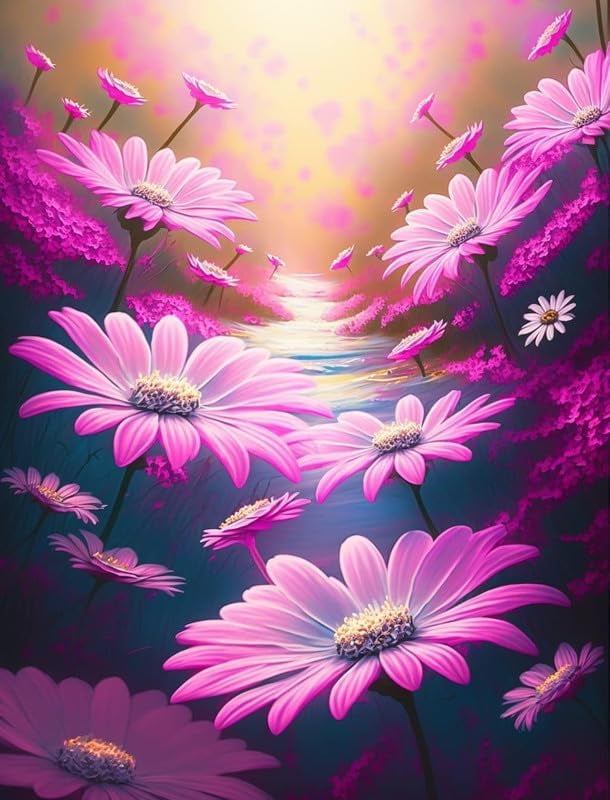 Jigsaw Puzzle for Adults, Pink Daisy World Challenging Educational Fun ...