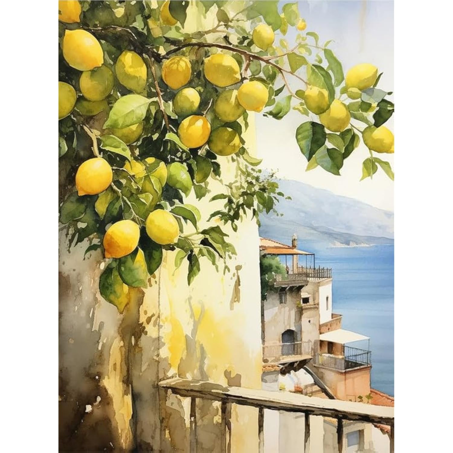 Jigsaw Puzzle for Adults, Positano Watercolor Lemon Tree Challenging ...