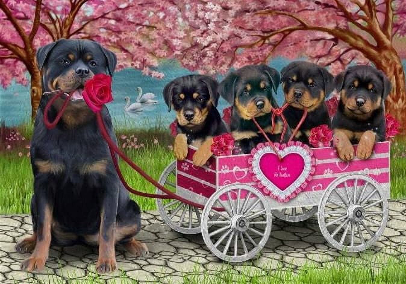 Jigsaw Puzzle for Adults, Rottweiler Dog - Pull Cart Challenging ...