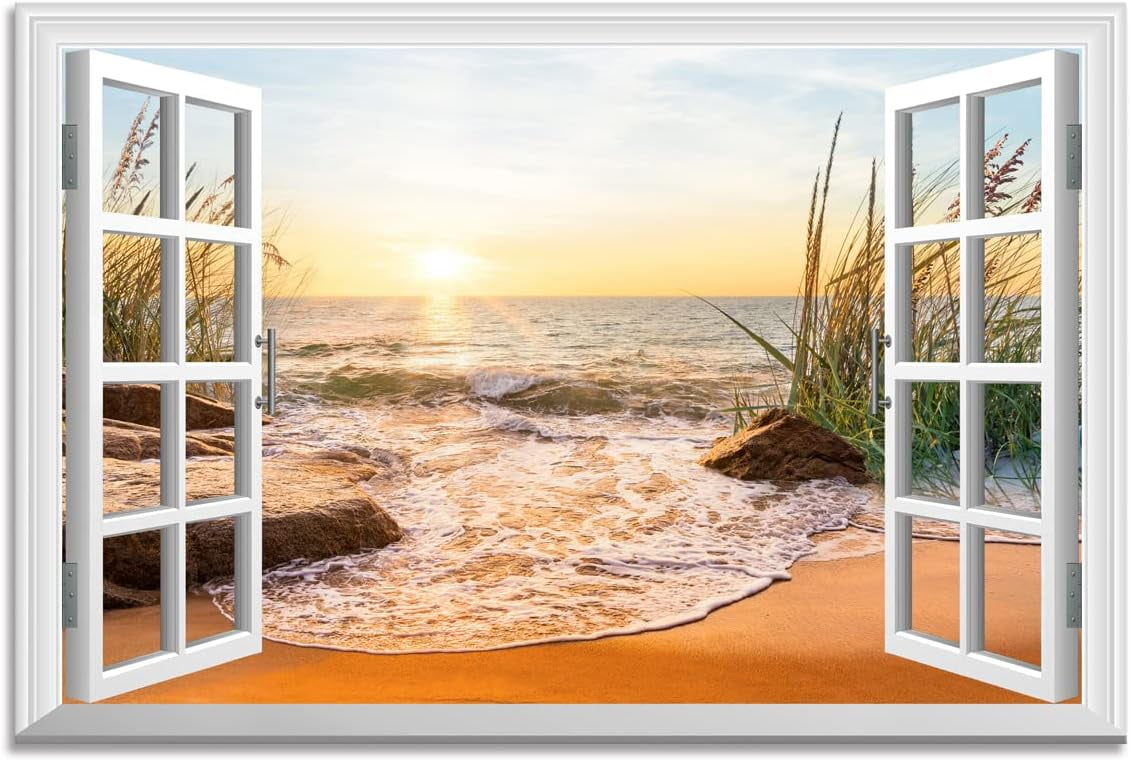 Jigsaw Puzzle for Adults -Window Sunset Beach -Wooden Puzzles, Holiday ...