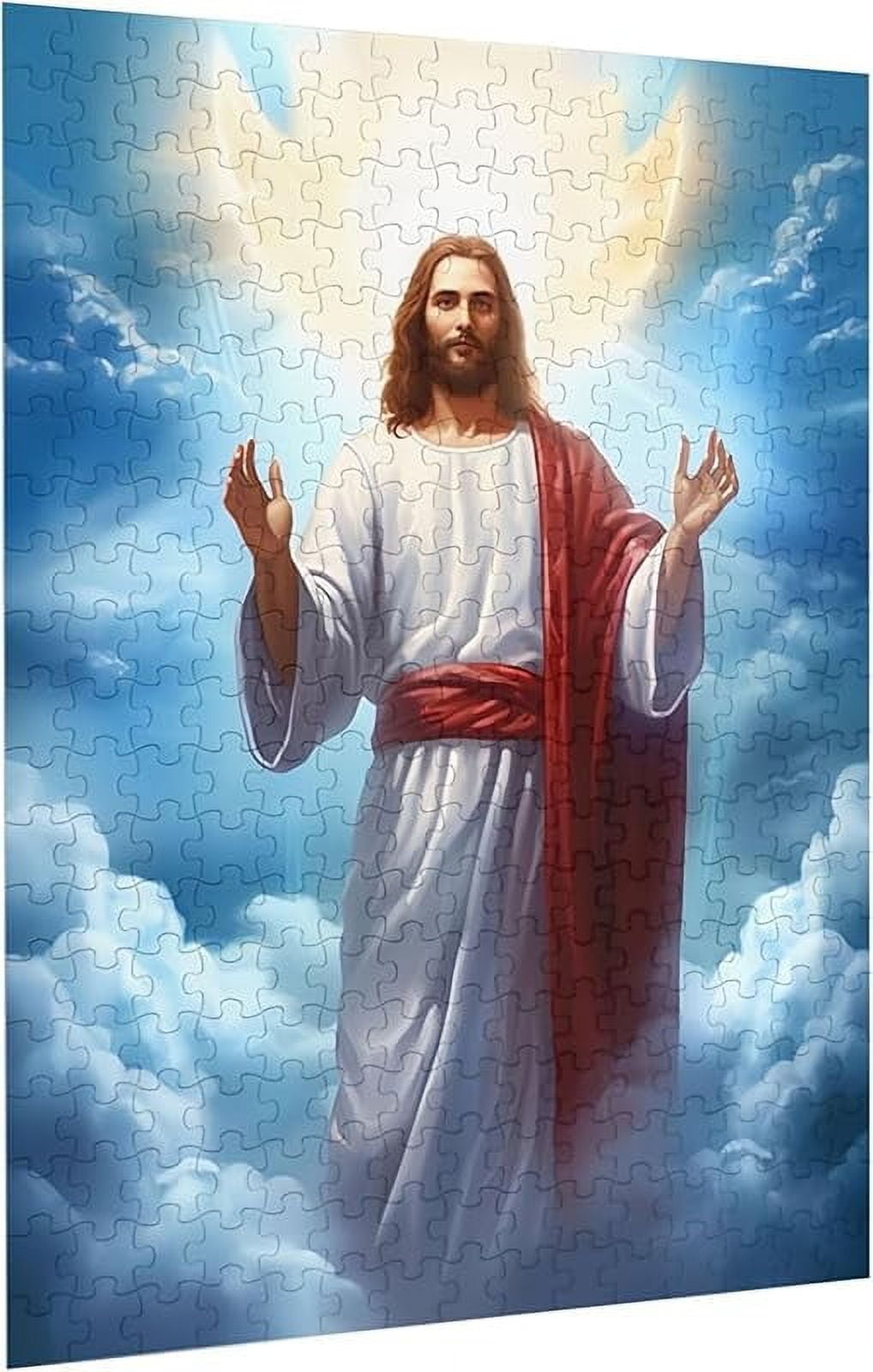 Jigsaw Puzzles 100 Pieces For Adults Jesus In The Sky Formation Wooden ...