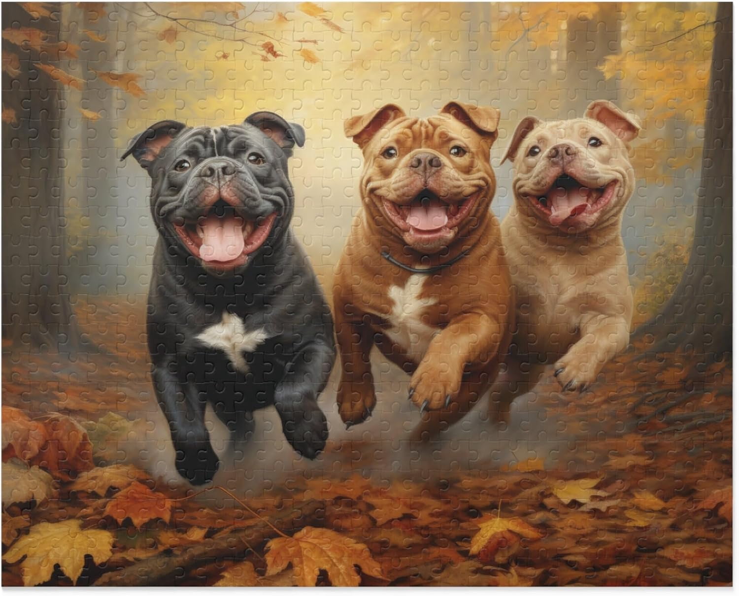 Jigsaw Puzzles 1000 Piece for Adults - Dogs in Forest - American ...