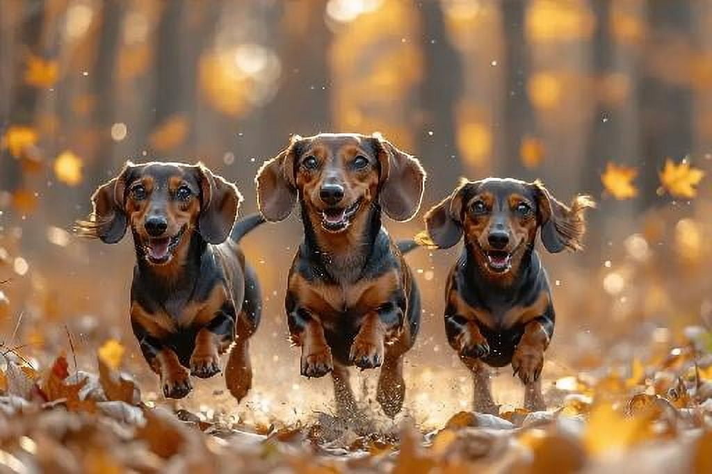 Jigsaw Puzzles 1000 Piece for Adults - Dogs in Forest - Dachshund Dogs ...