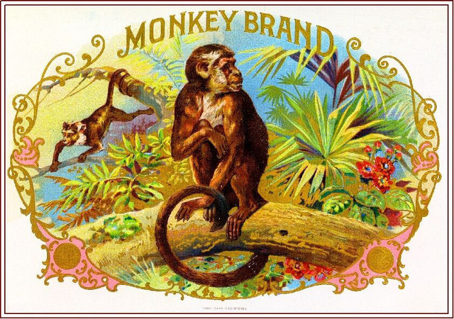 Jigsaw Puzzles 1000 Pieces 1900 Monkey Smoke Vintage Cigar Tobacco Box ...