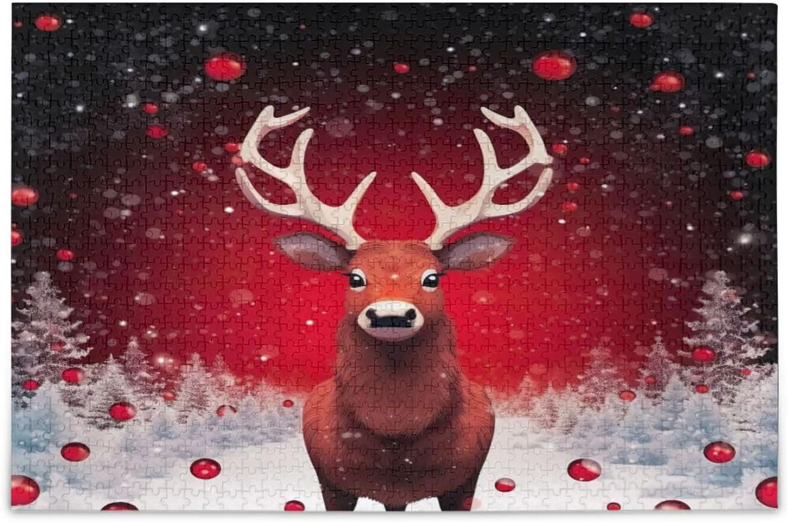 Jigsaw Puzzles 1000 Pieces for Adults, Christmas Deer Kid's Teens ...