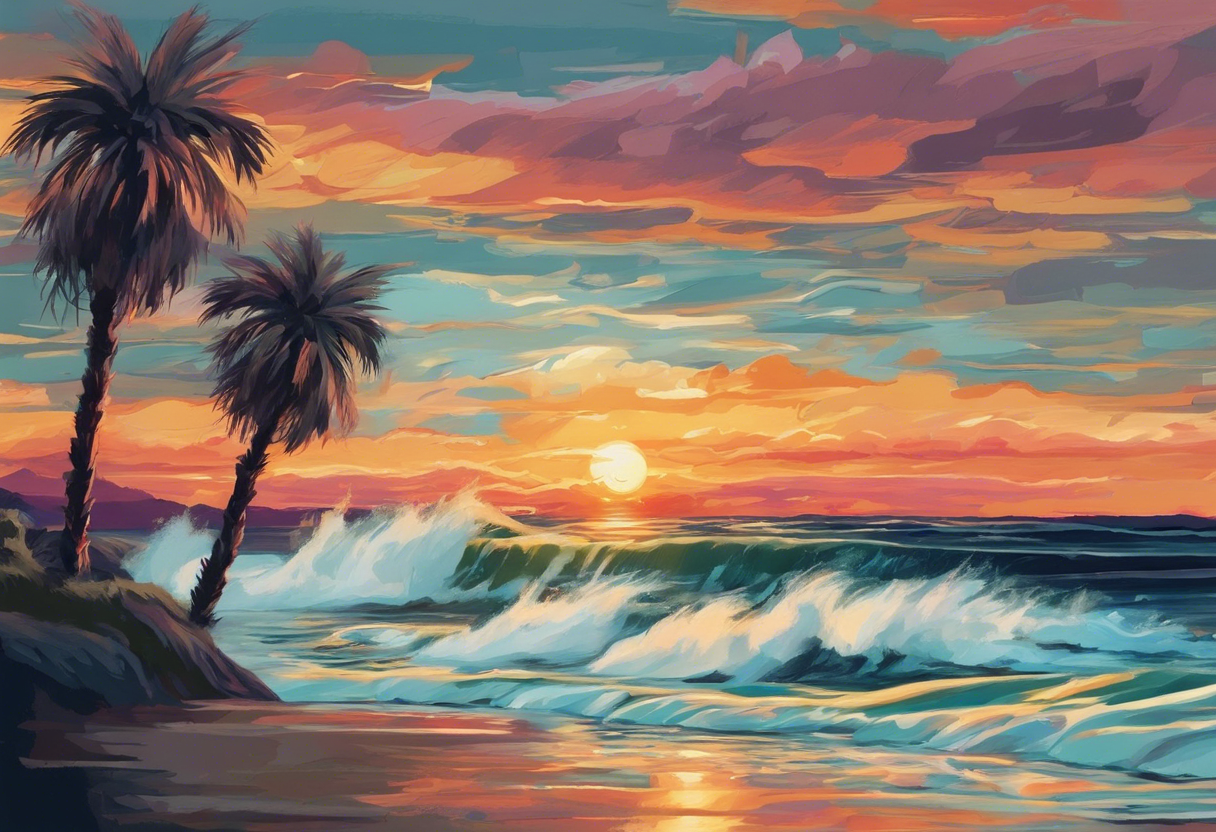 Jigsaw Puzzles 1000 Pieces for Adults - Coastal Sunset Palm Trees ...