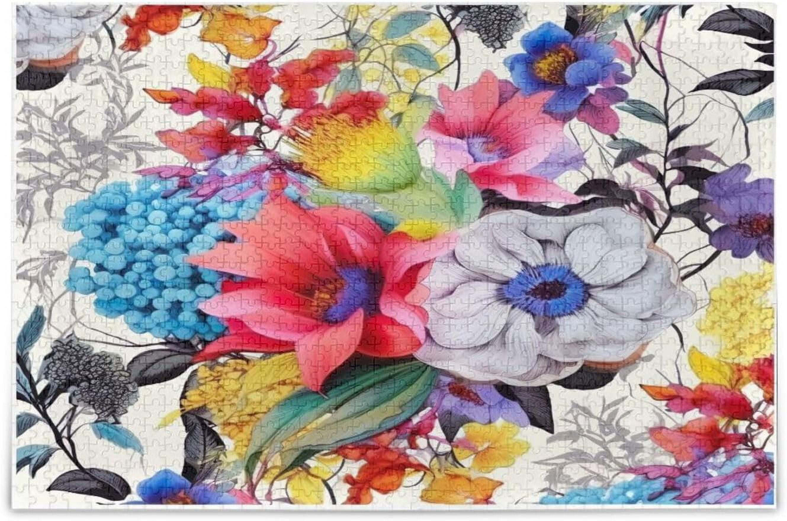 Jigsaw Puzzles 1000 Pieces for Adults, Colorful Flowers Kid's Teens ...