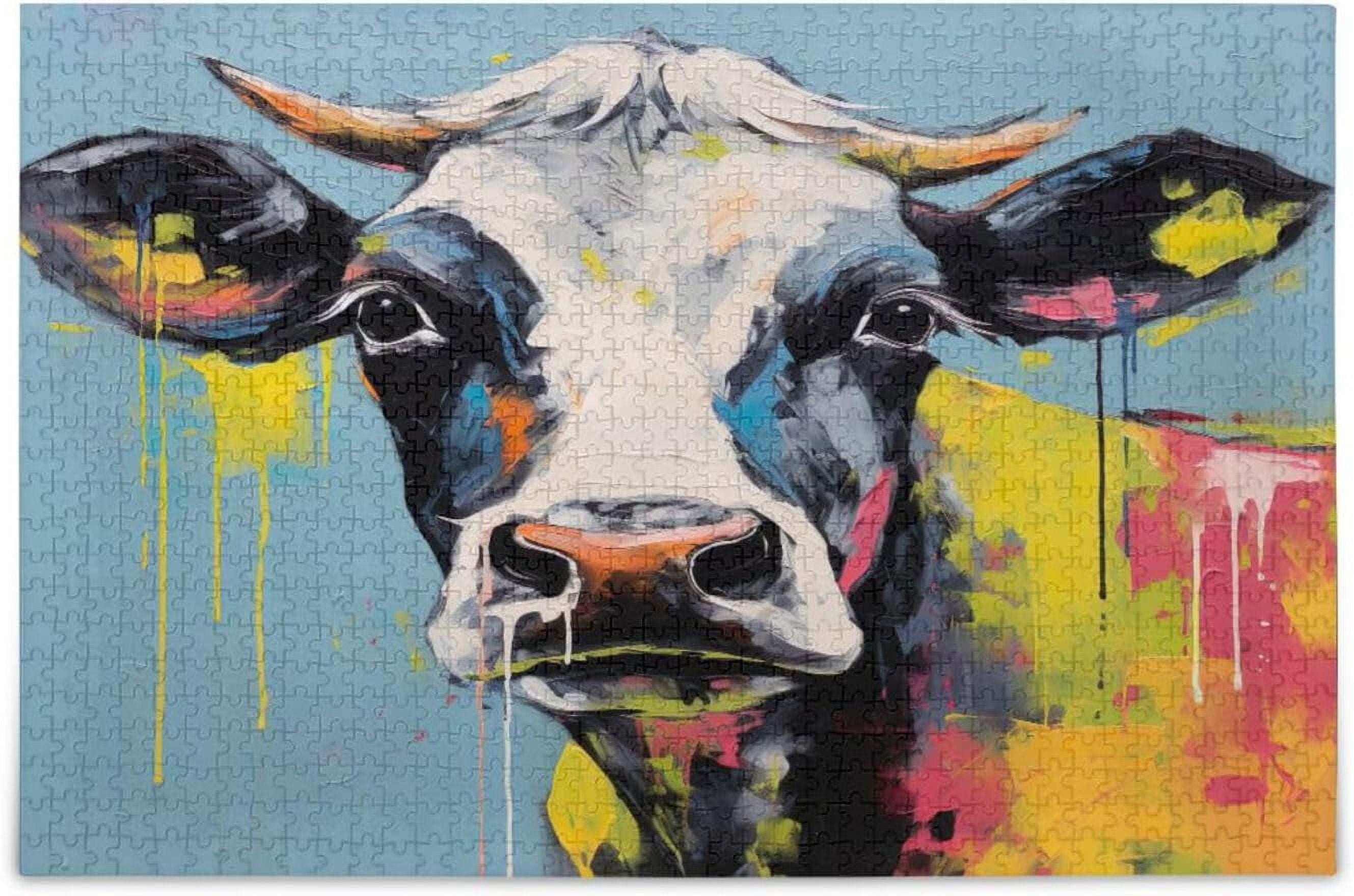 Jigsaw Puzzles 1000 Pieces for Adults, Cow Portraits Kid's Teens ...