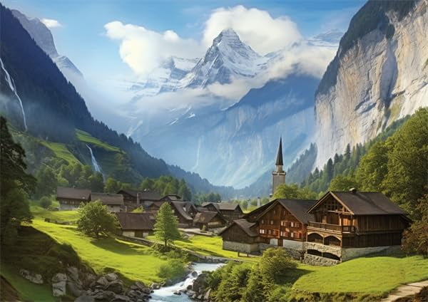 Jigsaw Puzzles 1000 Pieces For Adults European Green Fields Touristic ...