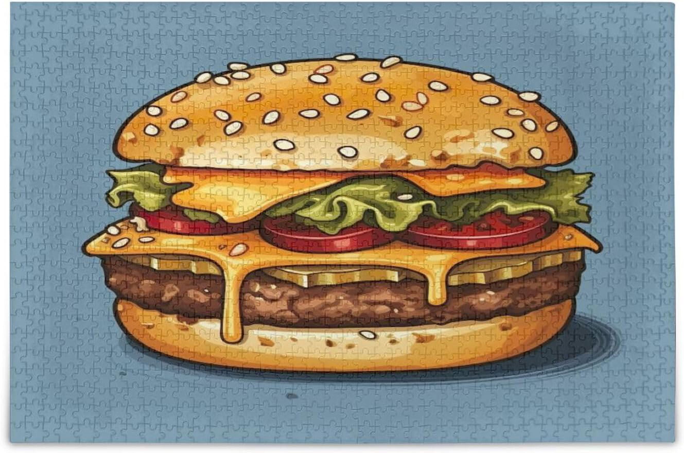 Jigsaw Puzzles 1000 Pieces for Adults, Hamburger Kid's Teens ...
