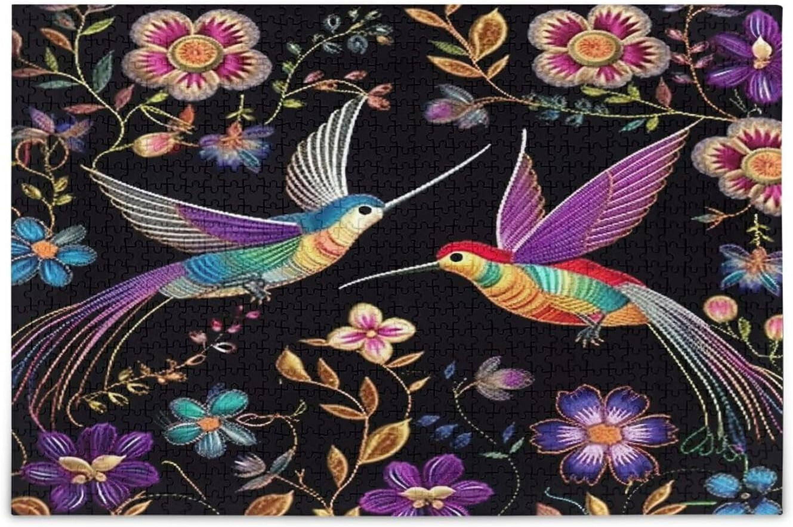 Jigsaw Puzzles 1000 Pieces for Adults, Hummingbirds Flowers Kid's Teens ...