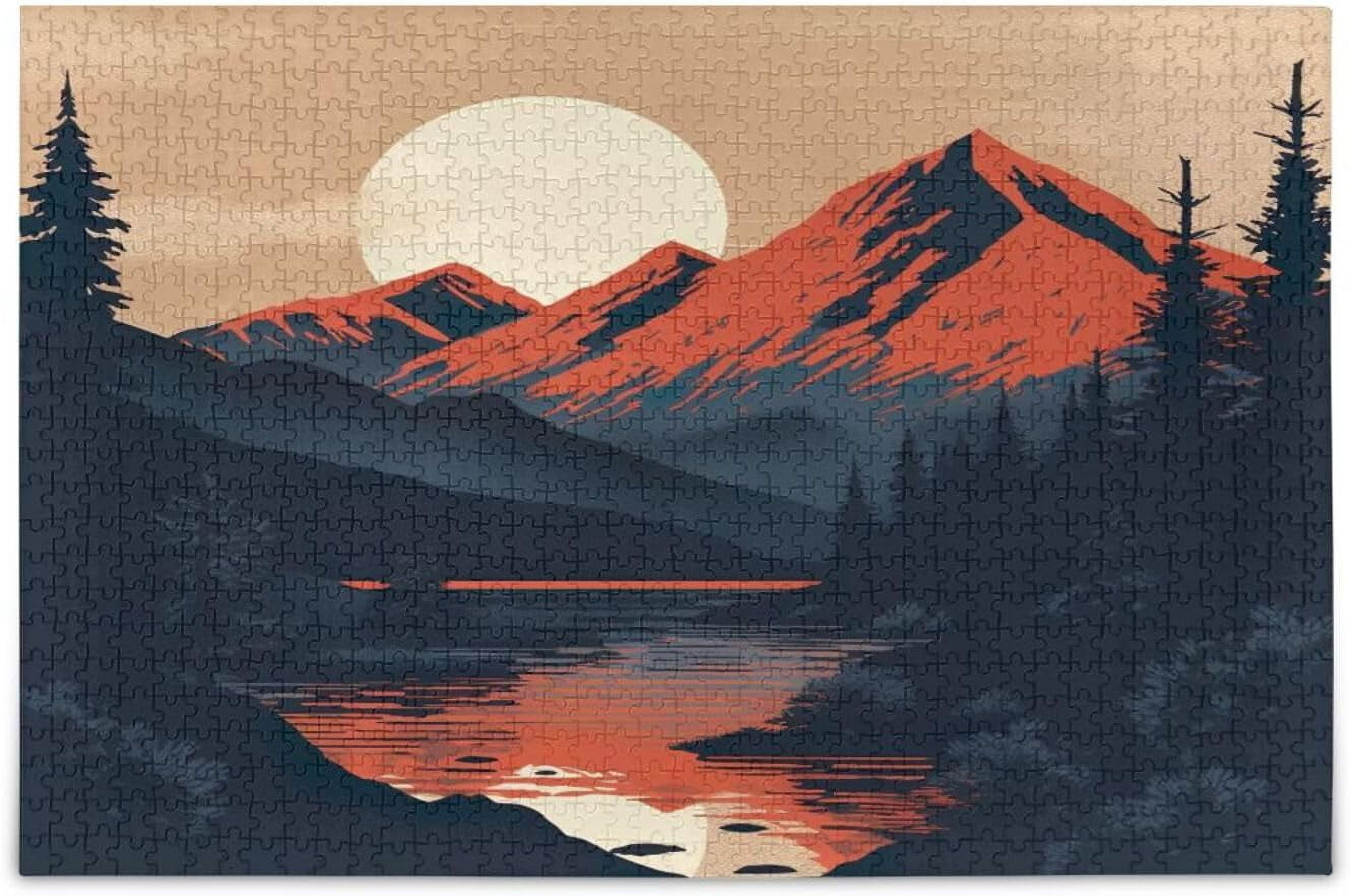 Jigsaw Puzzles 1000 Pieces for Adults, Mountain Lake Kid's Teens ...