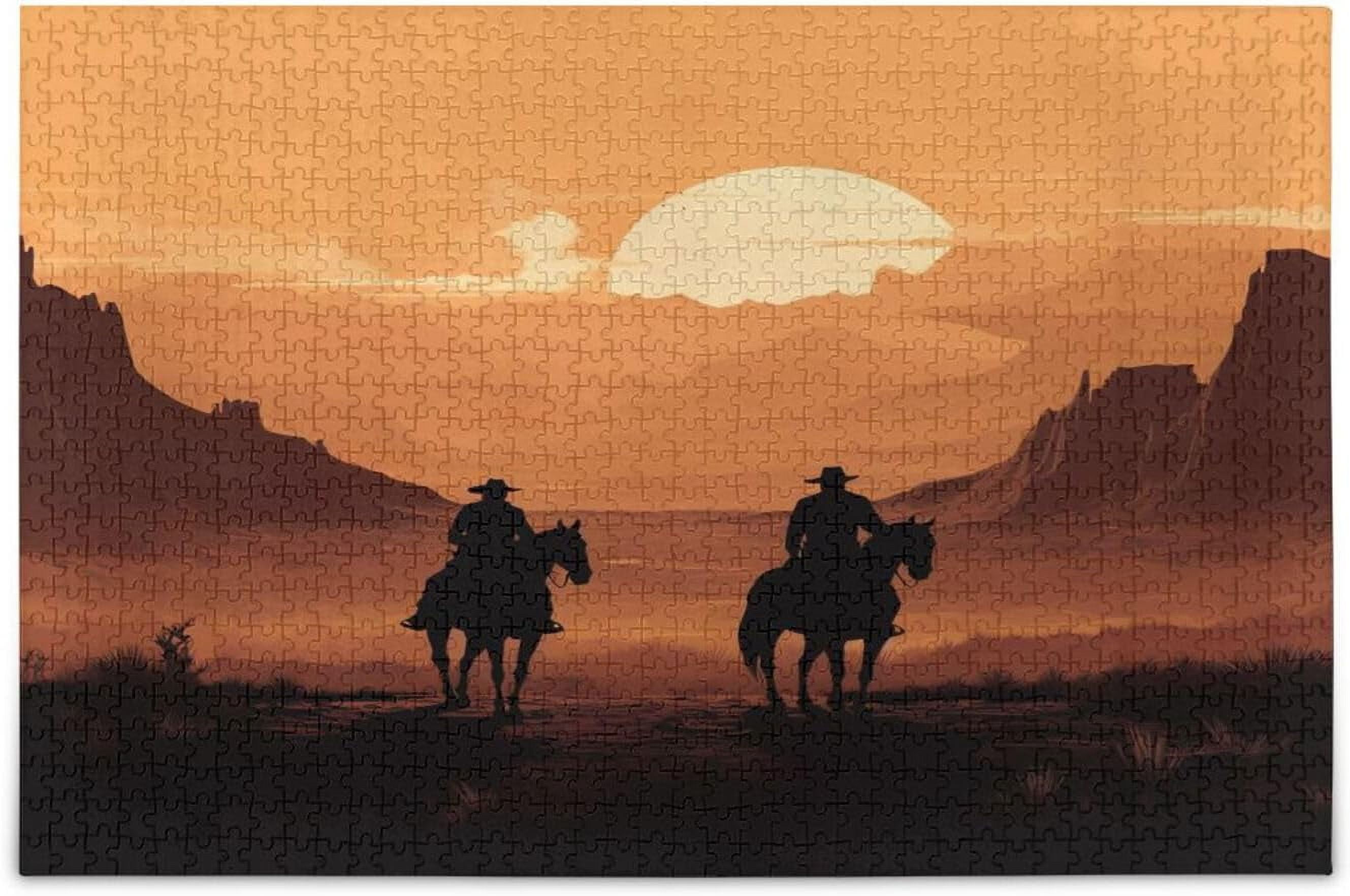 Jigsaw Puzzles 1000 Pieces for Adults, Western Desert Cowboy Kid's ...
