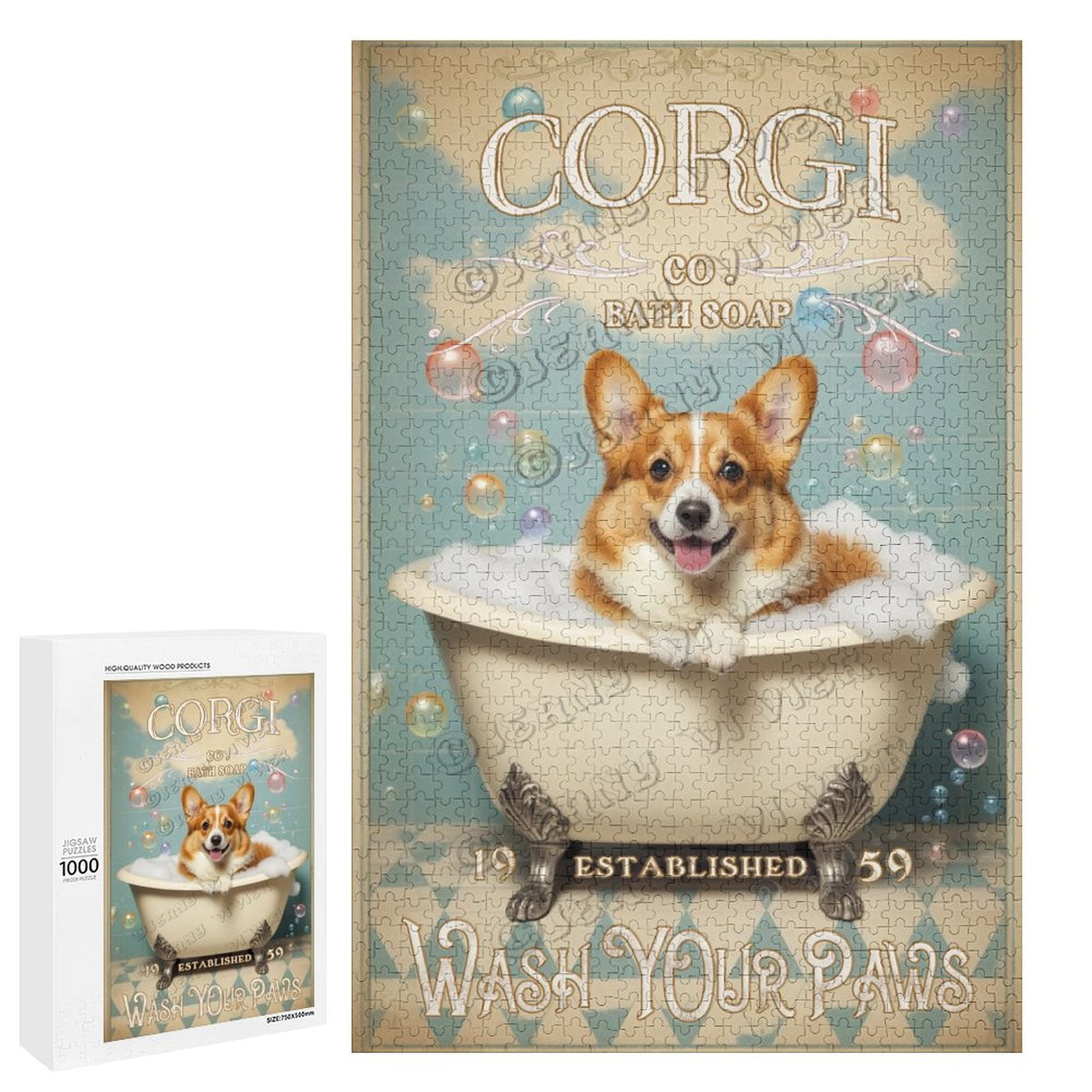 Jigsaw Puzzles 1000 Pieces for Adults, Families Corgi - Difficult ...