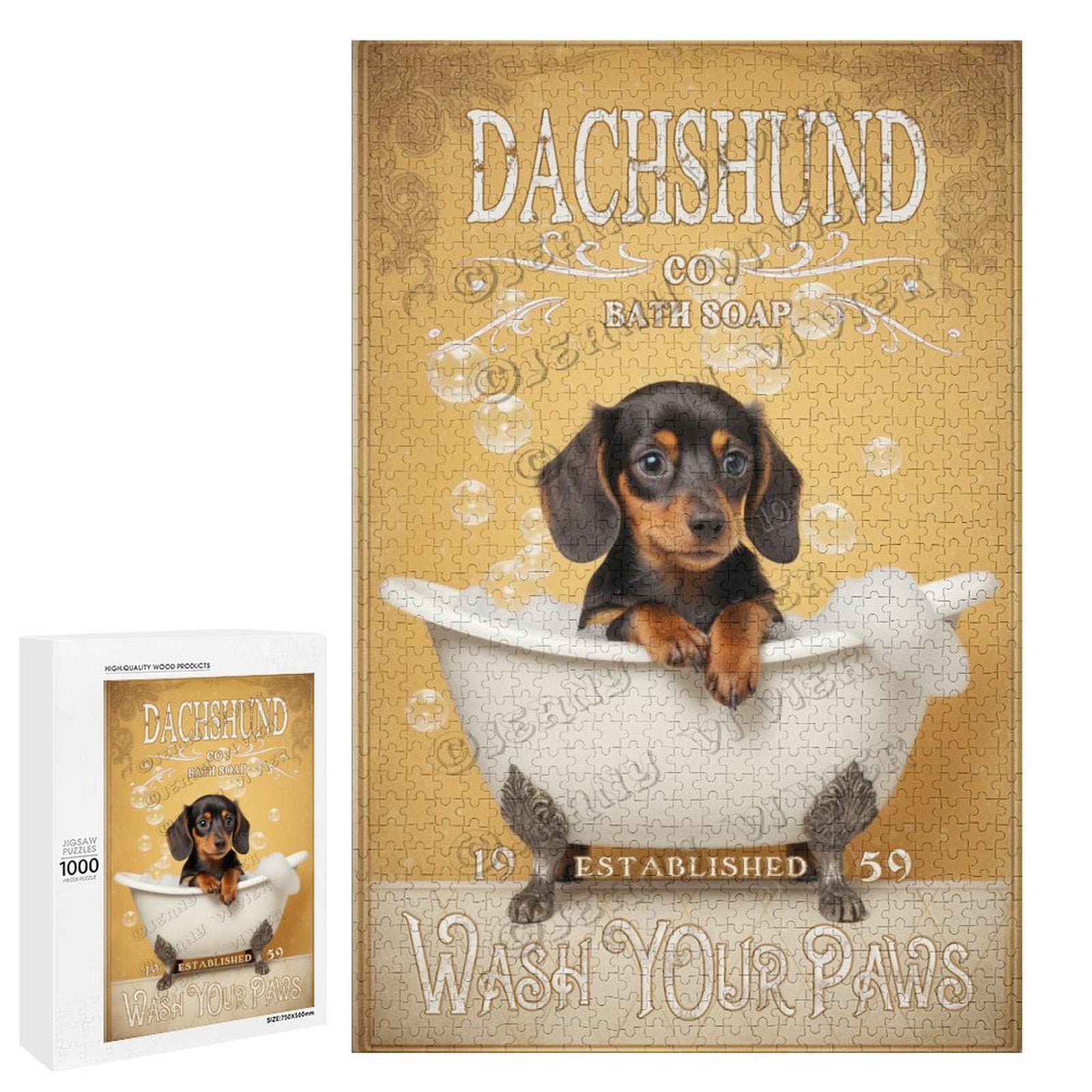 Jigsaw Puzzles 1000 Pieces for Adults, Families Dachshund Wooden ...