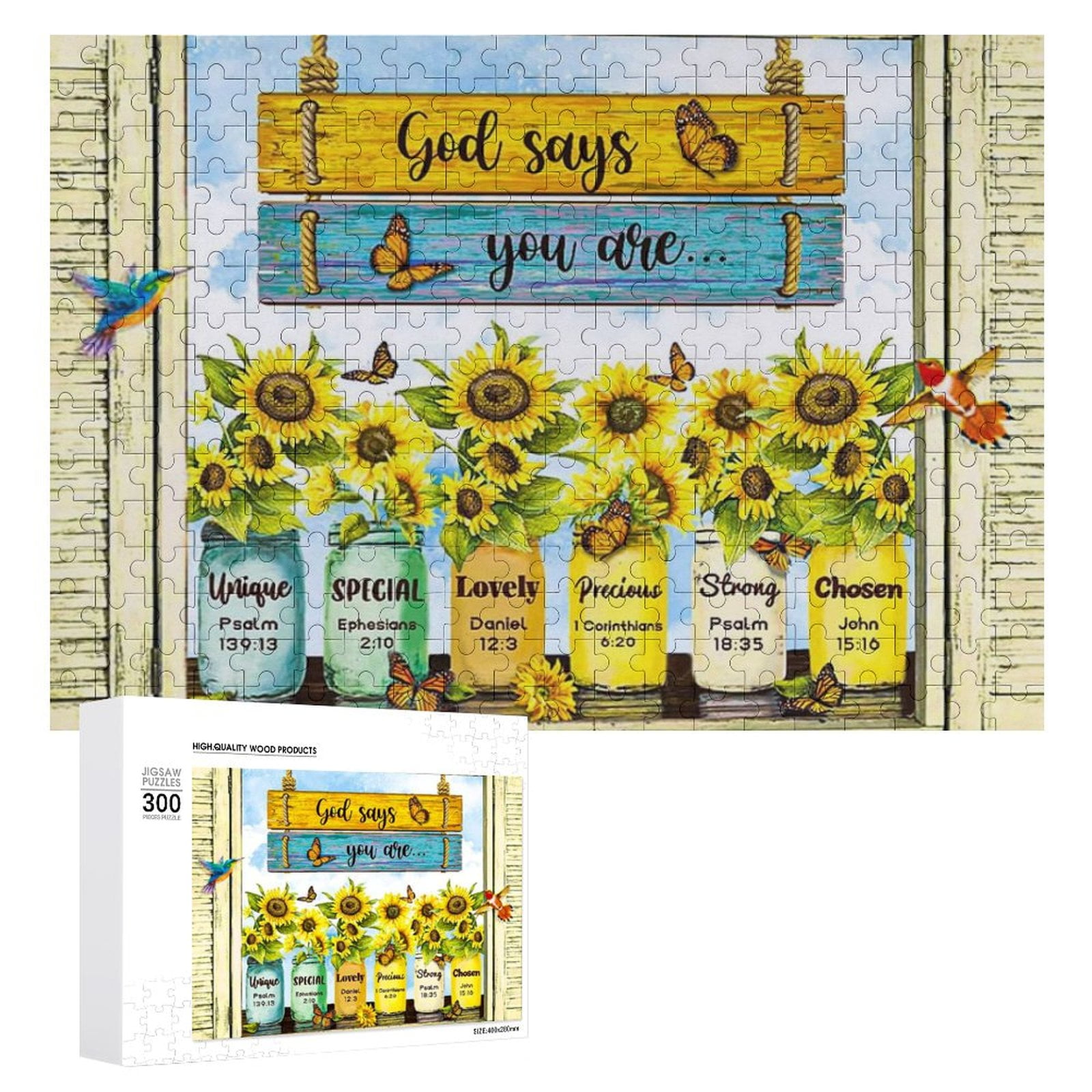 Jigsaw Puzzles 300 Pieces for Adults and Kids Bible Verses Sunflower ...