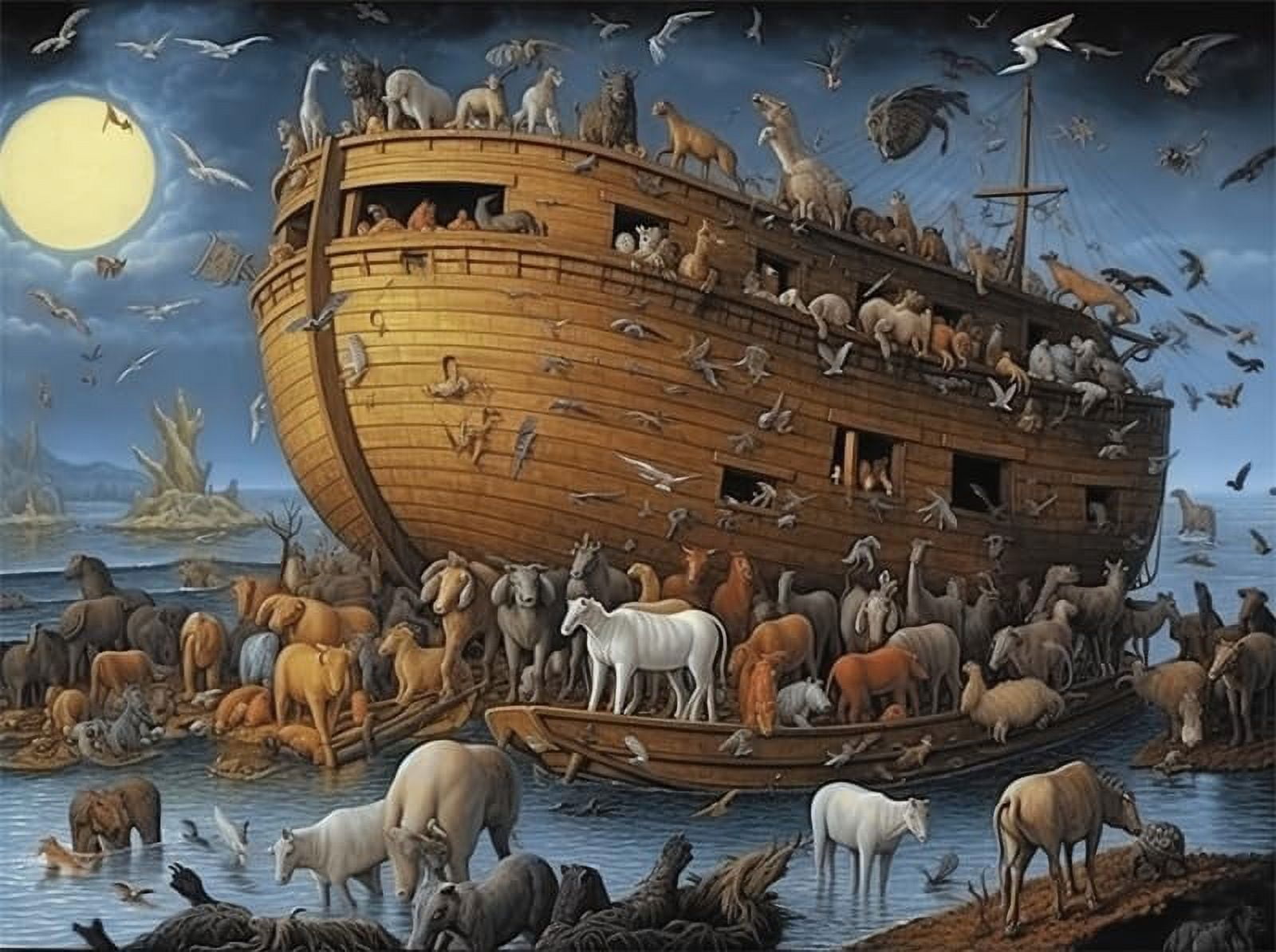 Jigsaw Puzzles 300 Pieces Noah'S Ark Boats Animals Formation Wooden ...