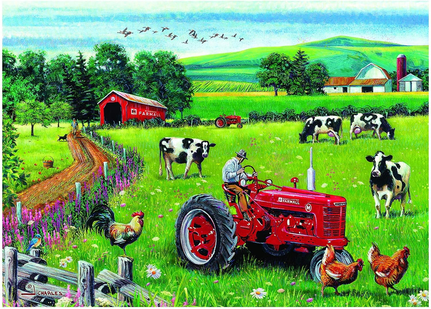 Jigsaw Puzzles 300 Pieces for Adults -Factory Farmall Tractor Big Red ...