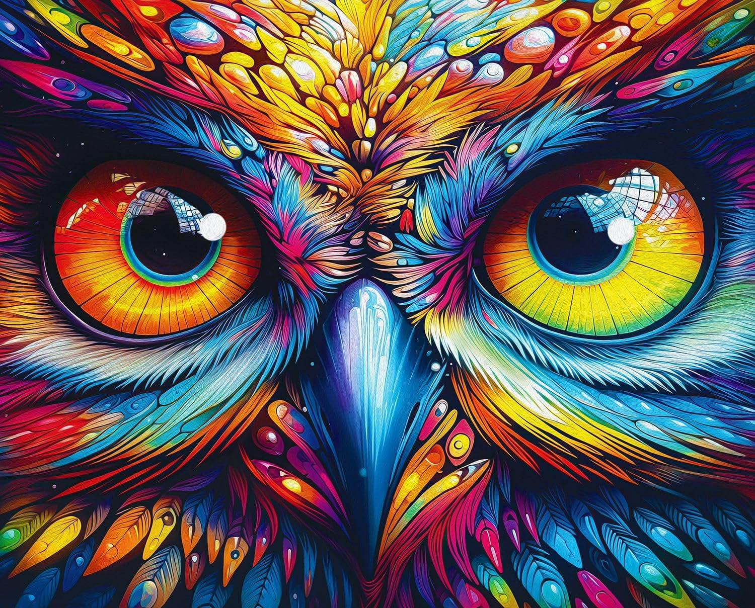 Jigsaw Puzzles 300 Pieces for Adults -Vivid Fantasy Owl Face by Artist ...