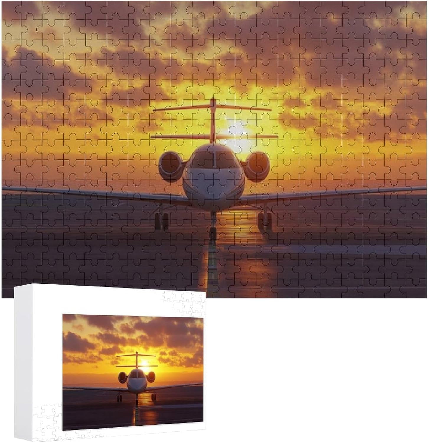 Jigsaw Puzzles 500 Pcs Puzzles for Adults A Plane is On The Runway at ...