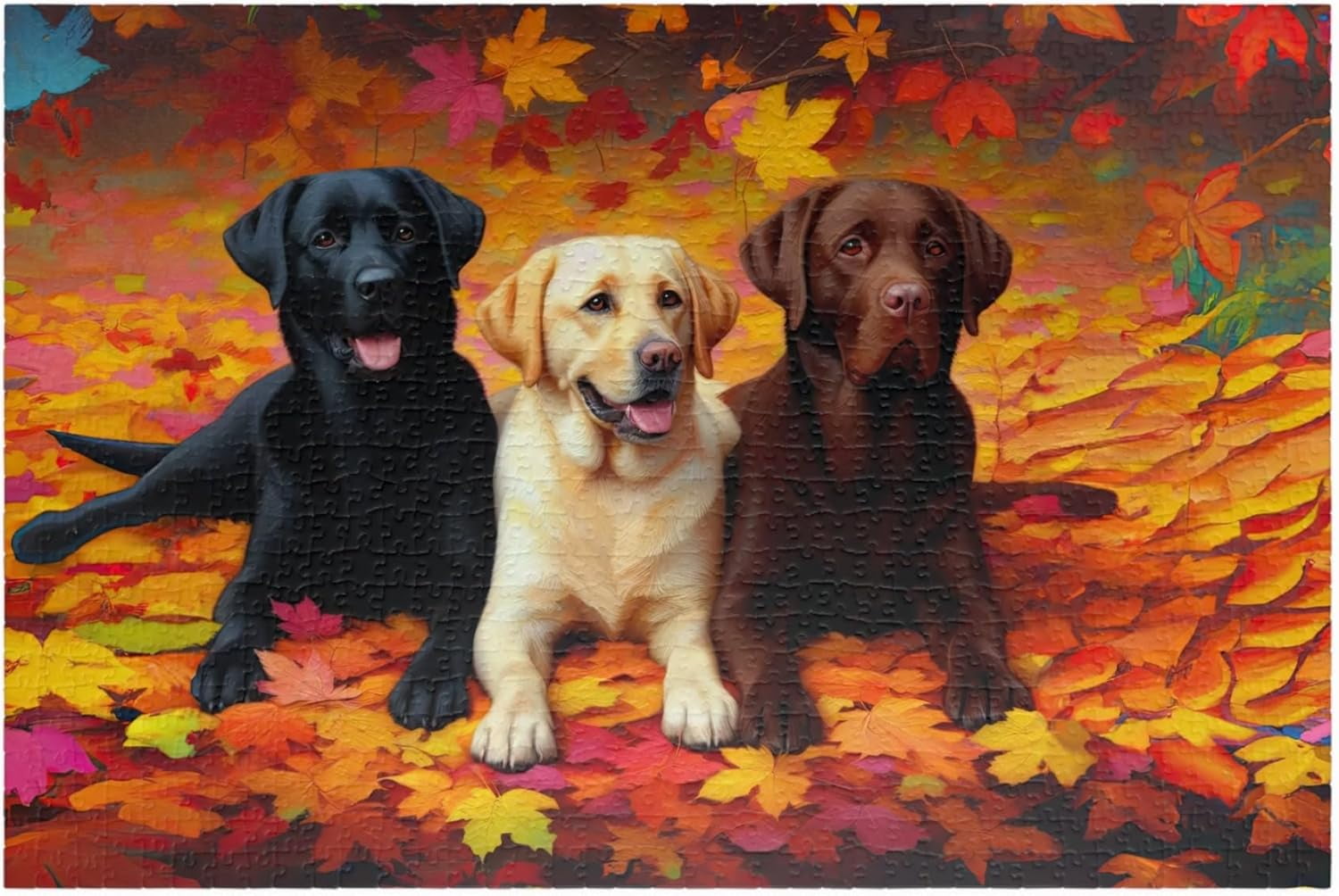 Jigsaw Puzzles 500 Piece for Adults - Dogs in Forest - Labrador ...
