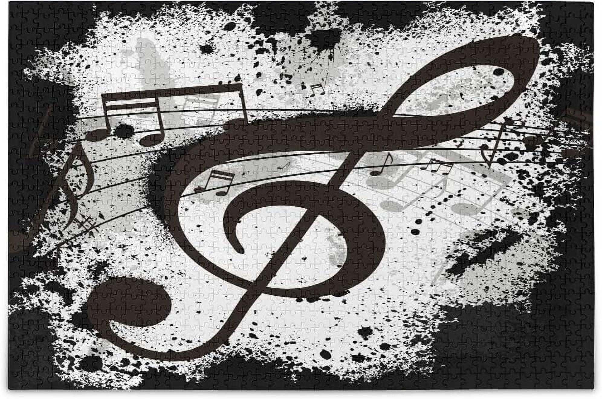 Jigsaw Puzzles 500 Pieces for Adults,Black Background with Music Notes ...