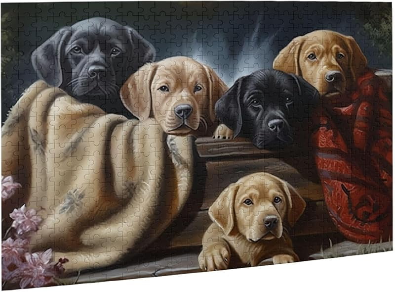 Jigsaw Puzzles 500 Pieces Adults Black Labrador Dog Puzzle with Yellow ...