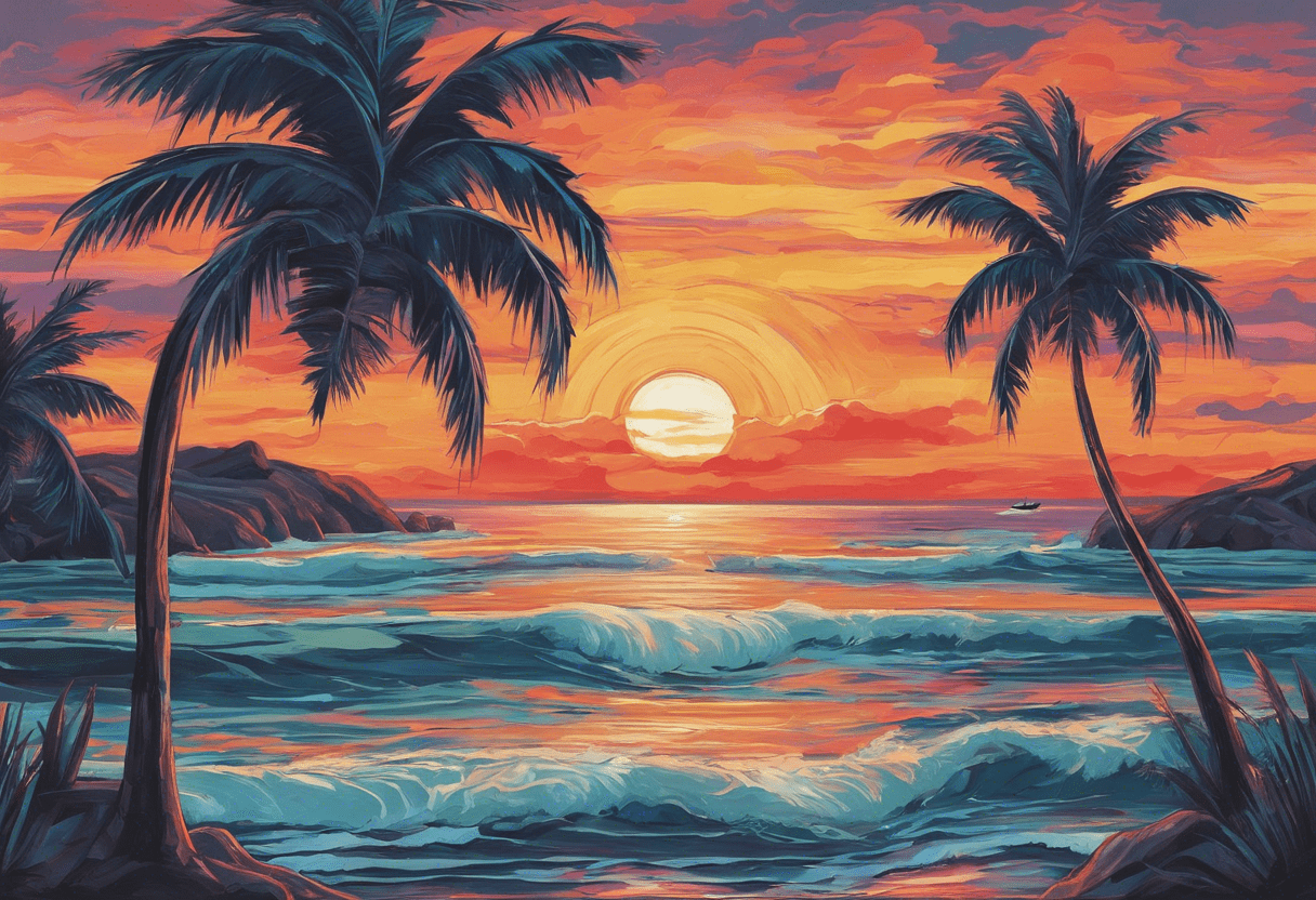 Jigsaw Puzzles 500 Pieces for Adults - Coastal Sunset Palm Trees ...