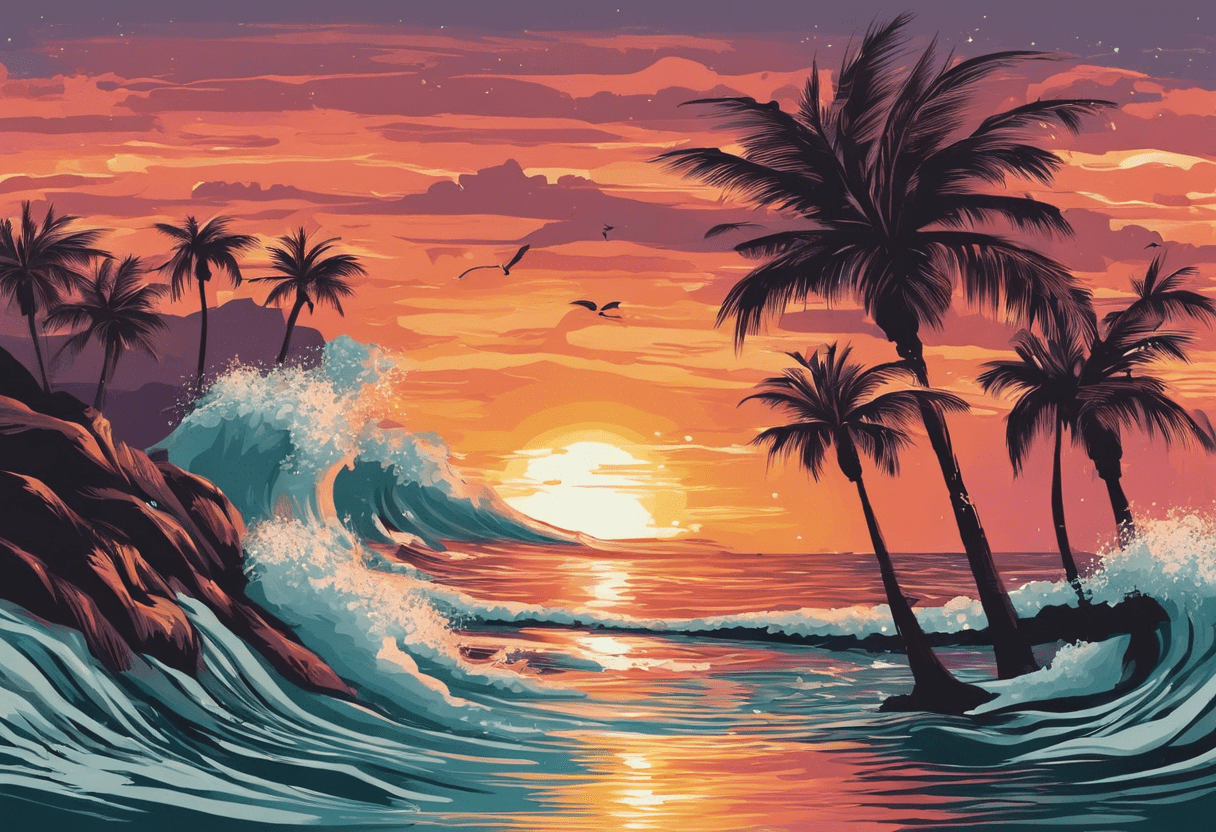 Jigsaw Puzzles 500 Pieces for Adults - Coastal Sunset Palm Trees ...