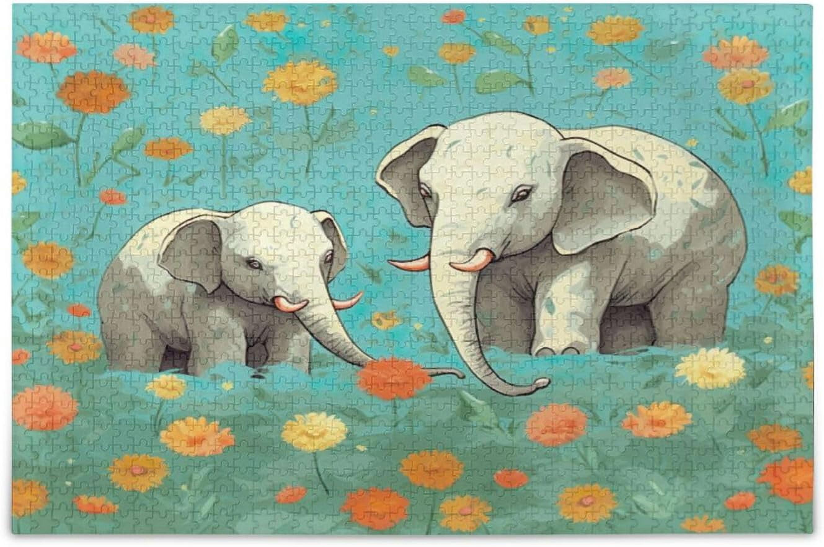 Jigsaw Puzzles 500 Pieces for Adults, Cute Elephant Kid's Teens ...
