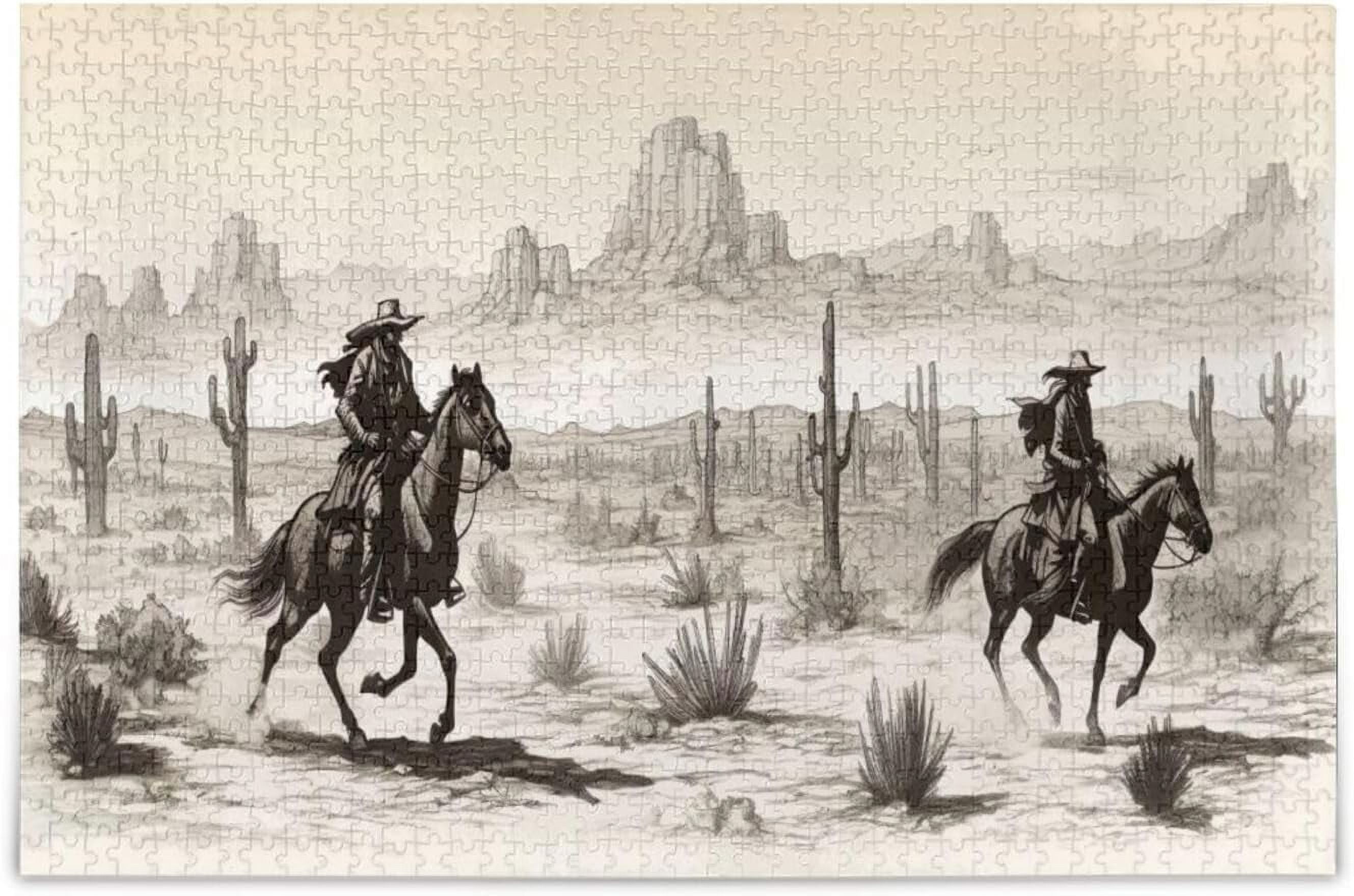 Jigsaw Puzzles 500 Pieces for Adults, Western Desert Cowboy Kid's Teens ...