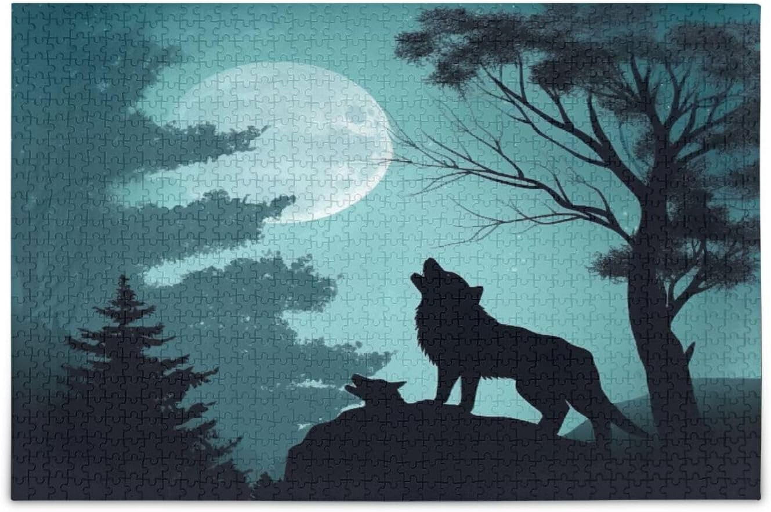 Jigsaw Puzzles 500 Pieces for Adults, Wolf Moon Kid's Teens ...