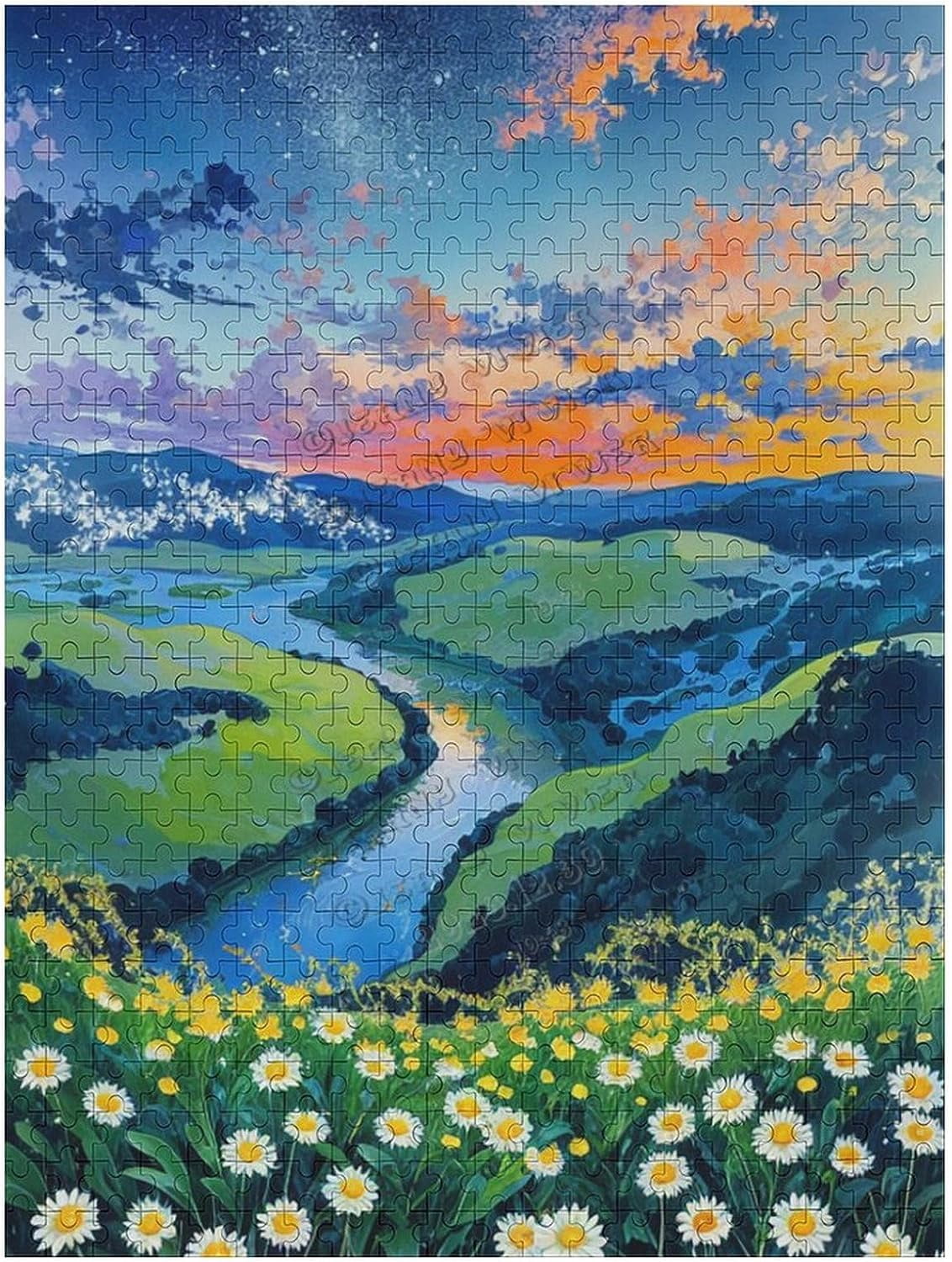 Jigsaw Puzzles 500 Pieces Landscape Hill Lake Oil Painting Puzzles ...