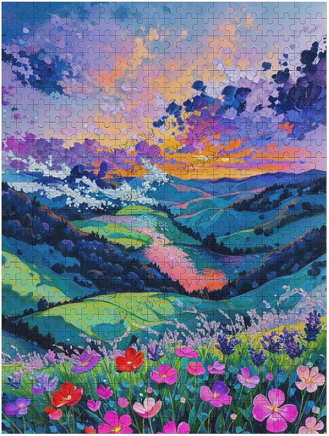Jigsaw Puzzles 500 Pieces Mountains Park Stream Oil Painting Landscape ...