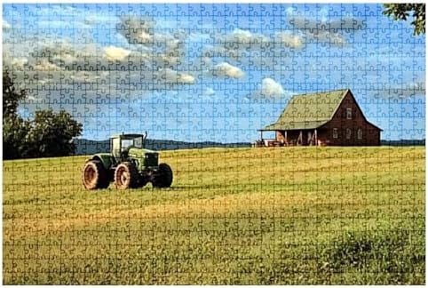 Jigsaw Puzzles 500 Pieces for Adult A Country House Hill Old Tractor ...